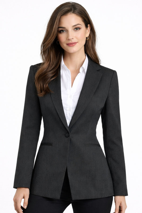 Essential Structured Blazer - Dark Grey - TOPGIRL