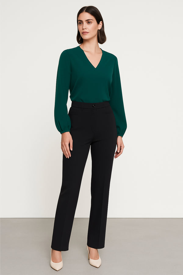 Stretchable Boot Cut Office Pants - Black - TOPGIRL