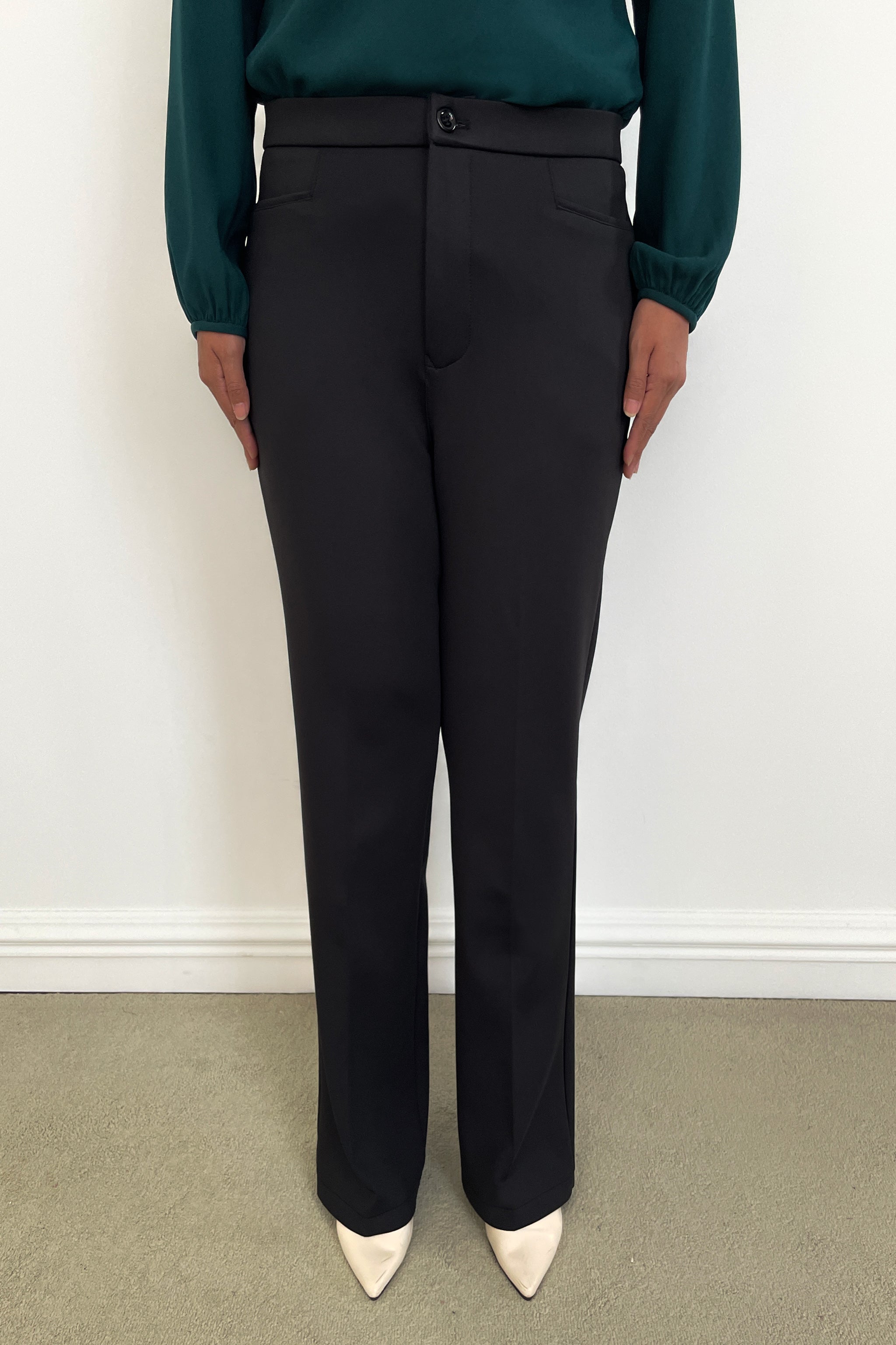 Stretchable Boot Cut Office Pants - Black - TOPGIRL