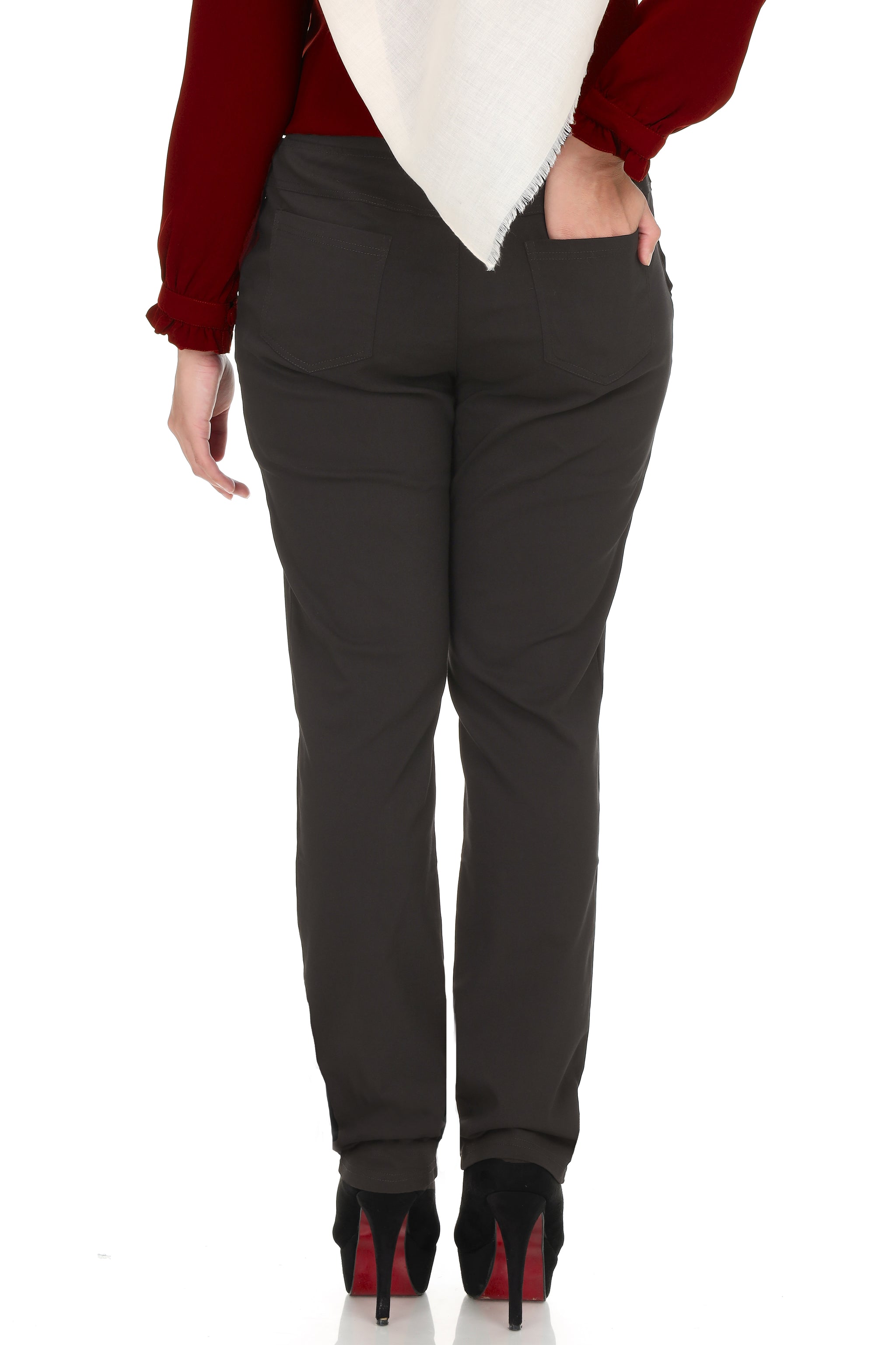 Pant without Zipper (Premium)- Grey - TOPGIRL