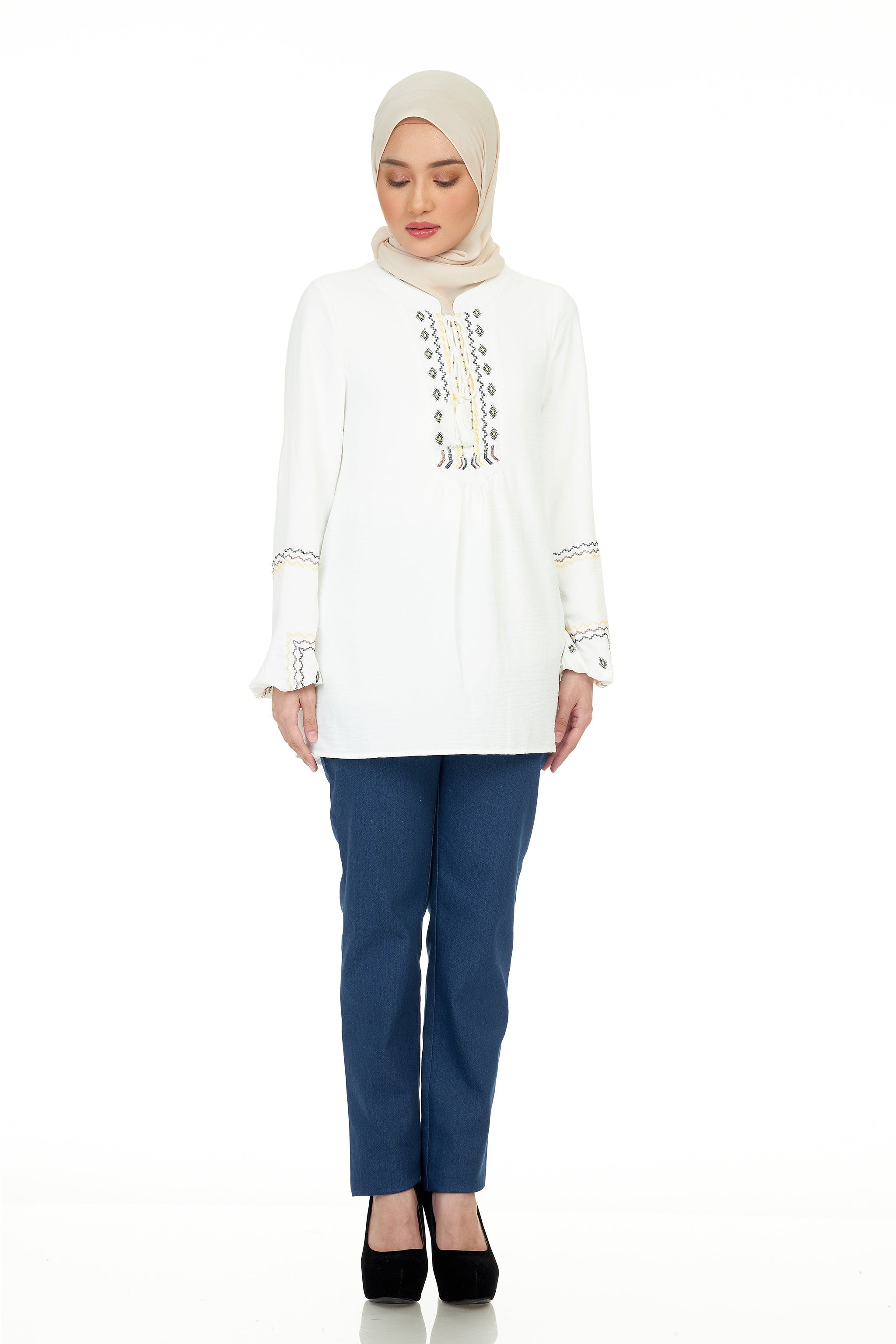 Cotton Denim Pant without Zipper - TOPGIRL