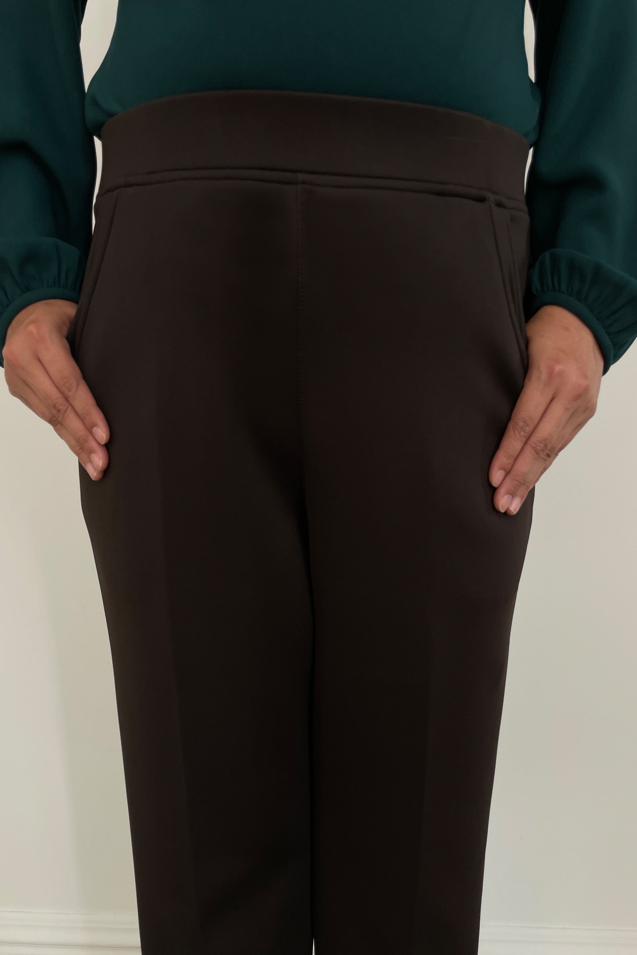 Stretchable Office Pants without Zipper - Khaki - TOPGIRL