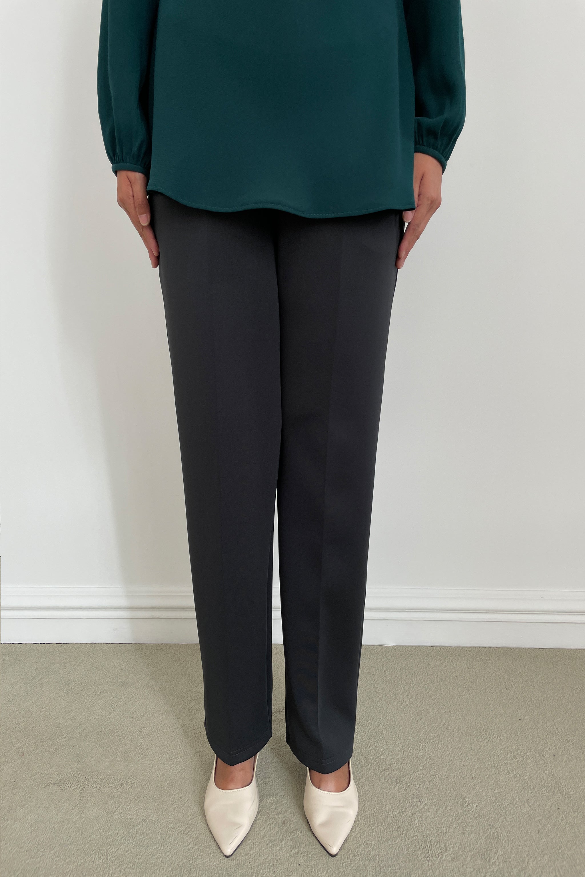 Stretchable Office Pants without Zipper - Black - TOPGIRL