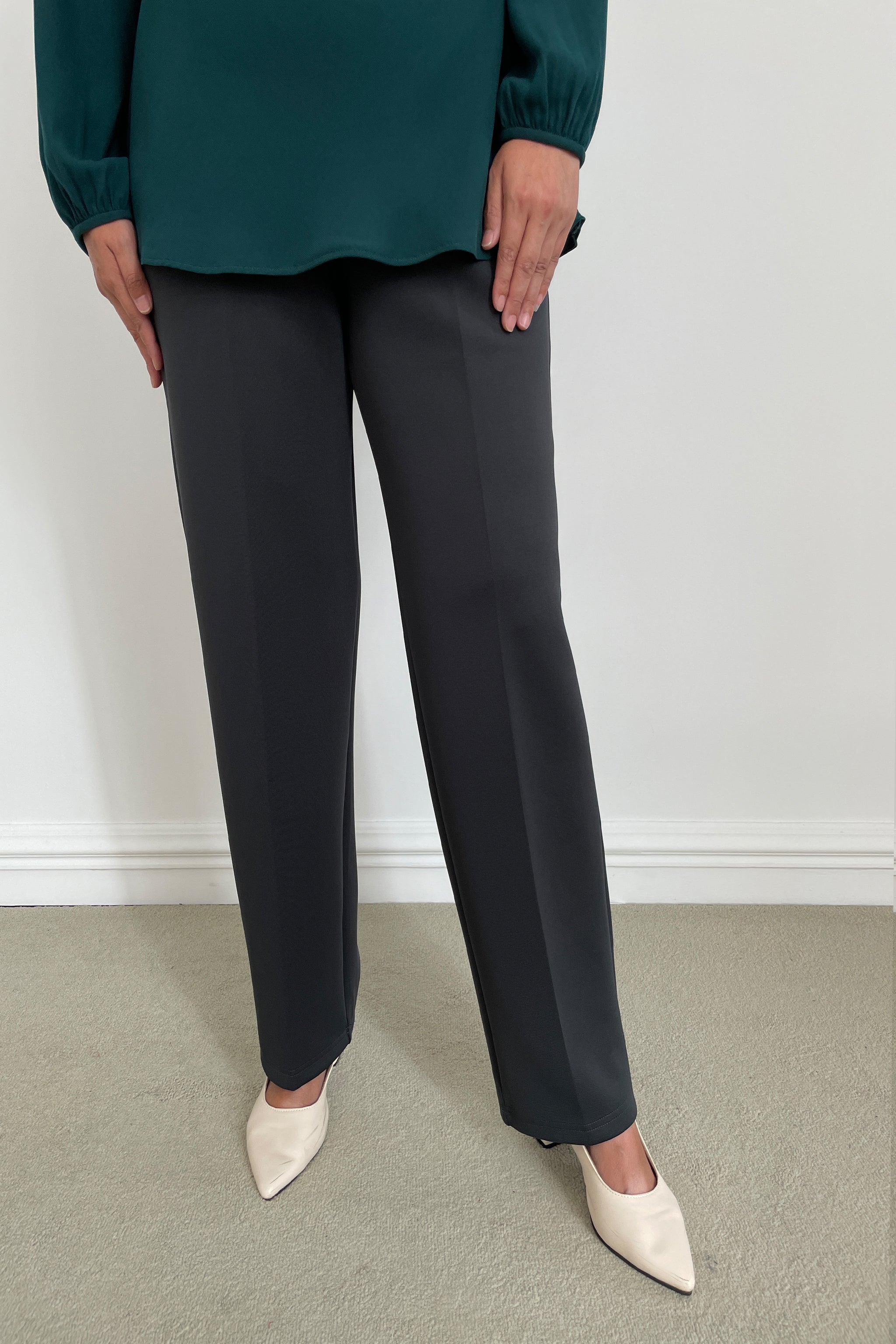 Stretchable Office Pants without Zipper - Black - TOPGIRL