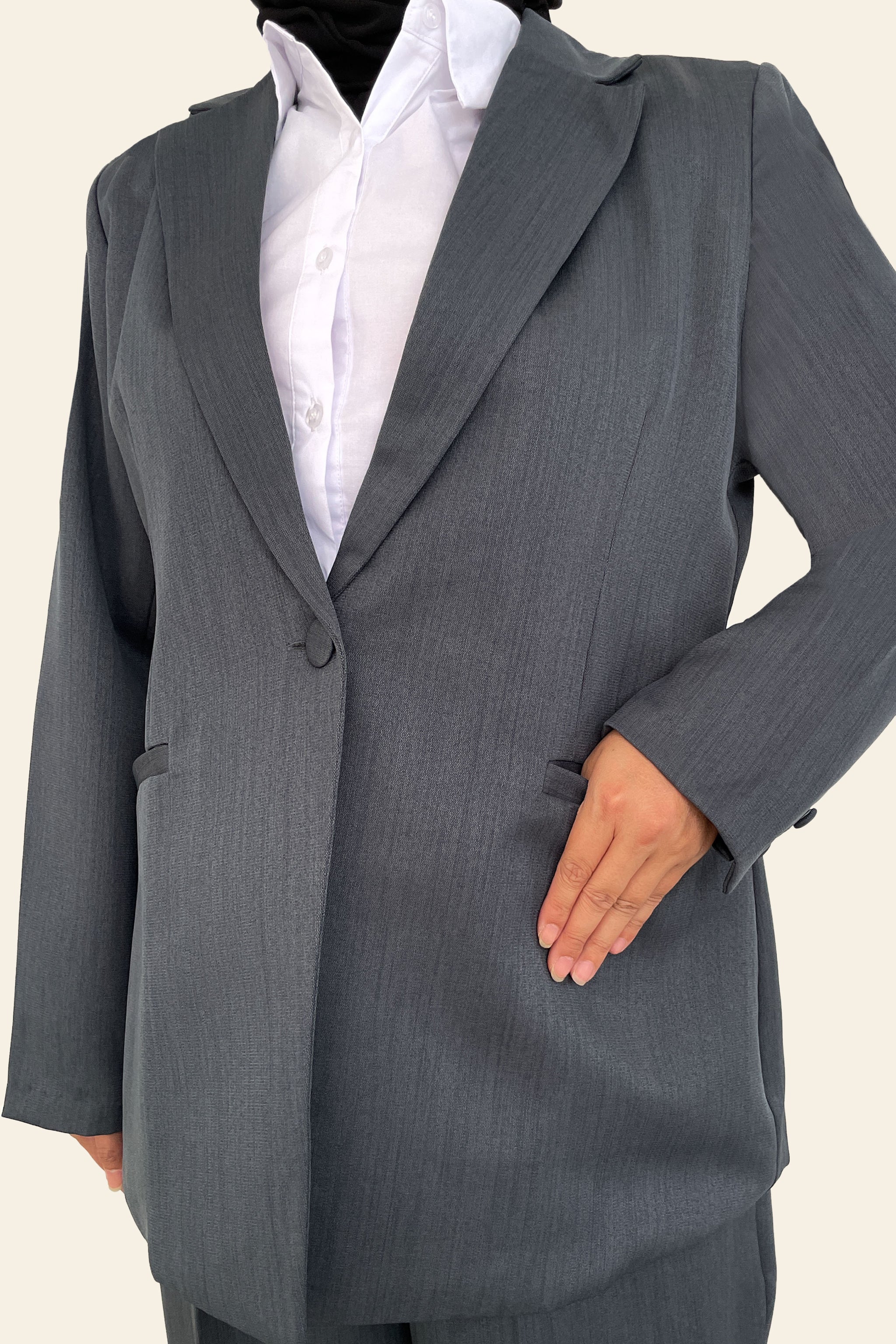 Essential Structured Blazer - Grey - TOPGIRL