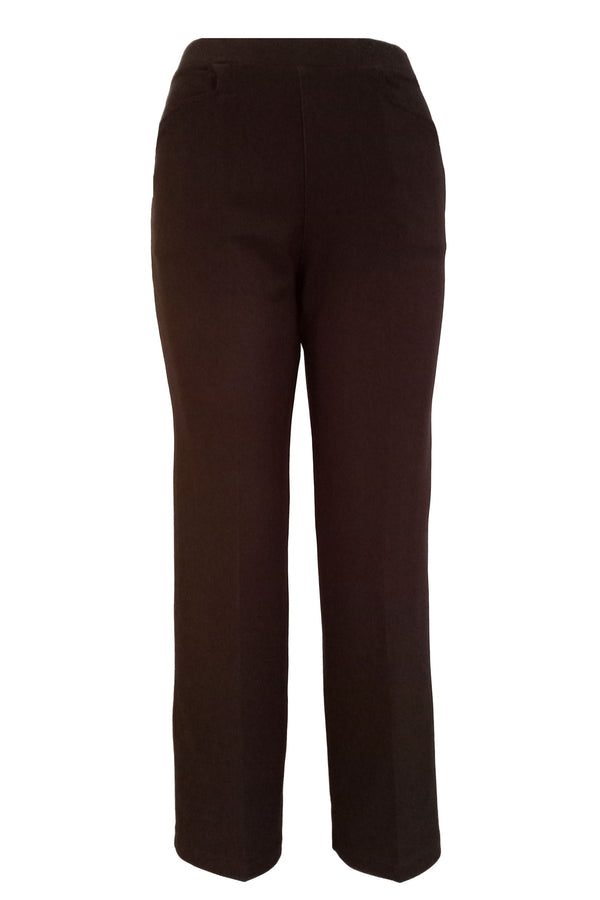 Straight Cut Plain Pants - Brown - TOPGIRL