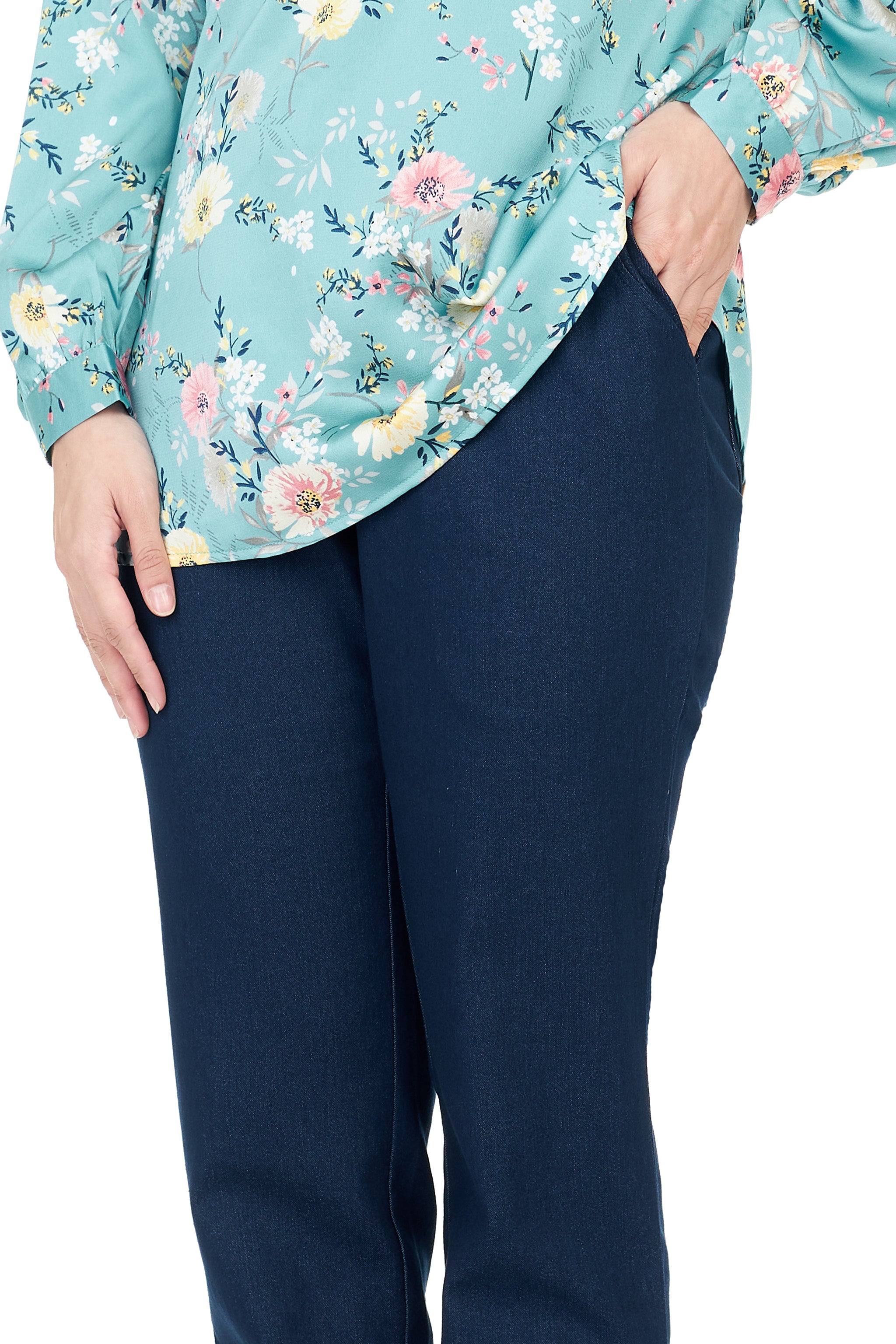 Cotton Denim Pant without Zipper - TOPGIRL