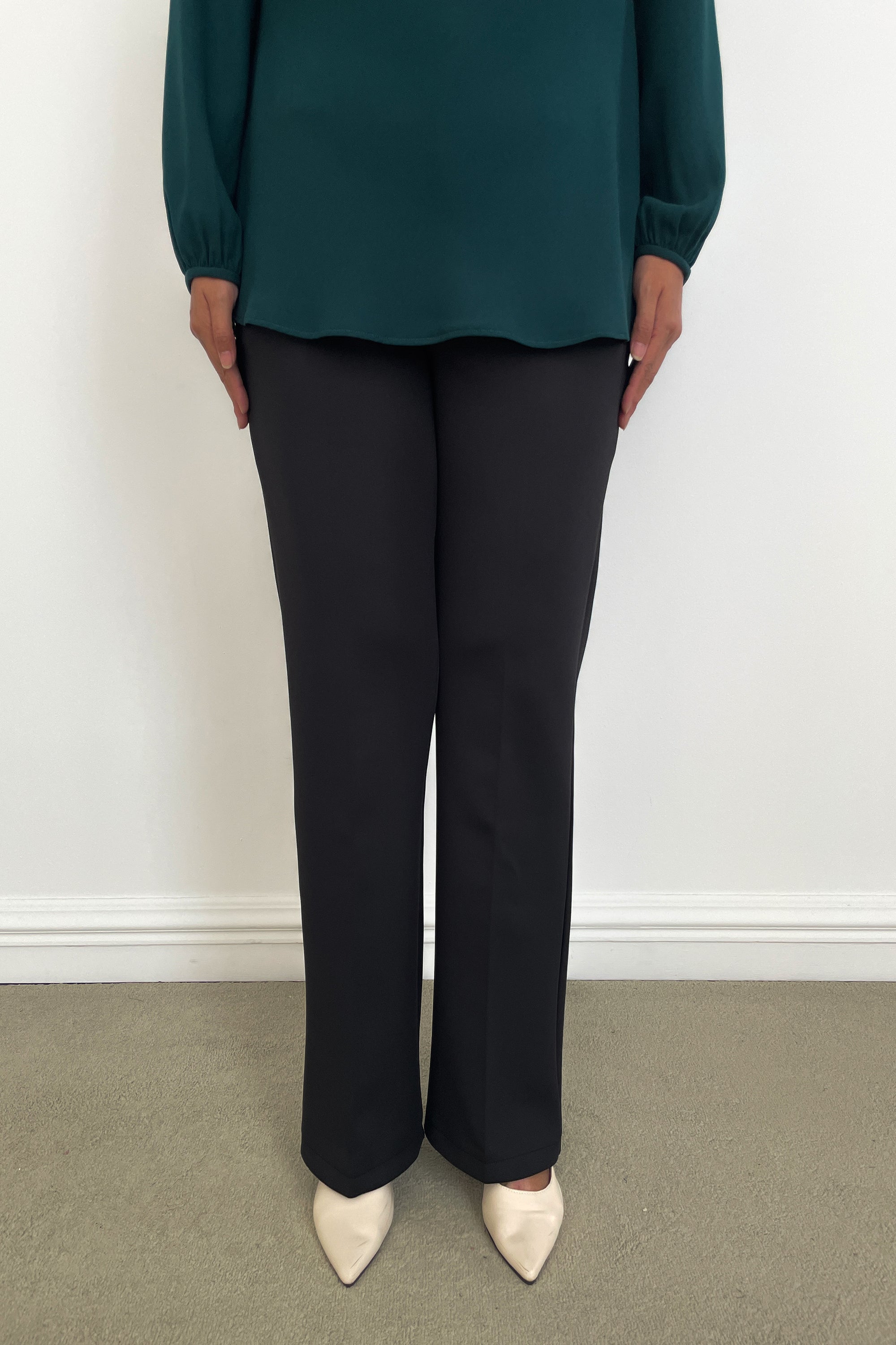 Stretchable Boot Cut Office Pants - Black - TOPGIRL